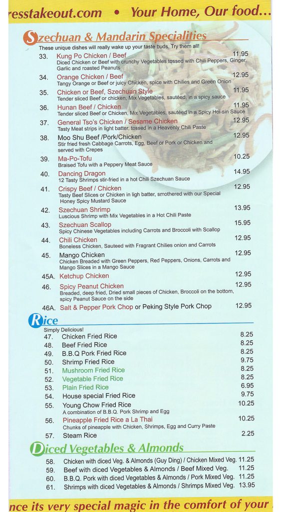Menu Page 2 - Chinese Express Takeout